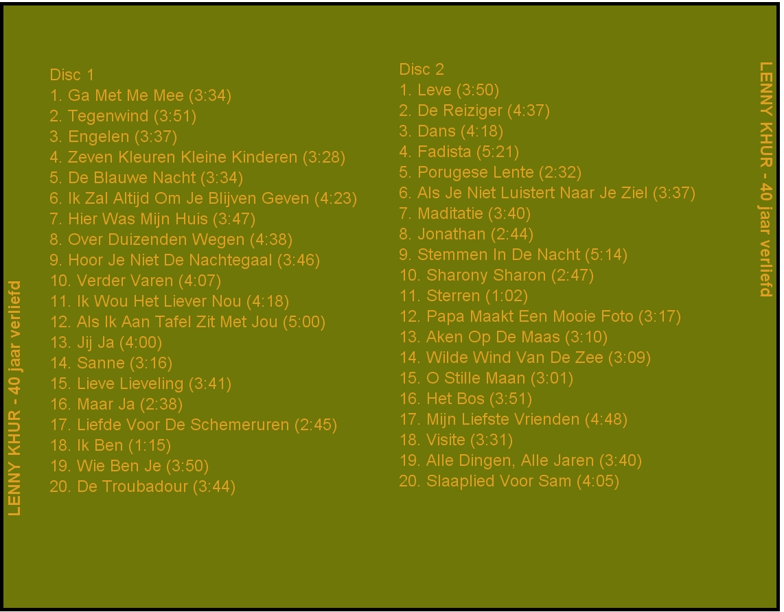 Lenny Kuhr 40 Jaar Verliefd : Back | CD Covers | Cover Century | Over 1 ...